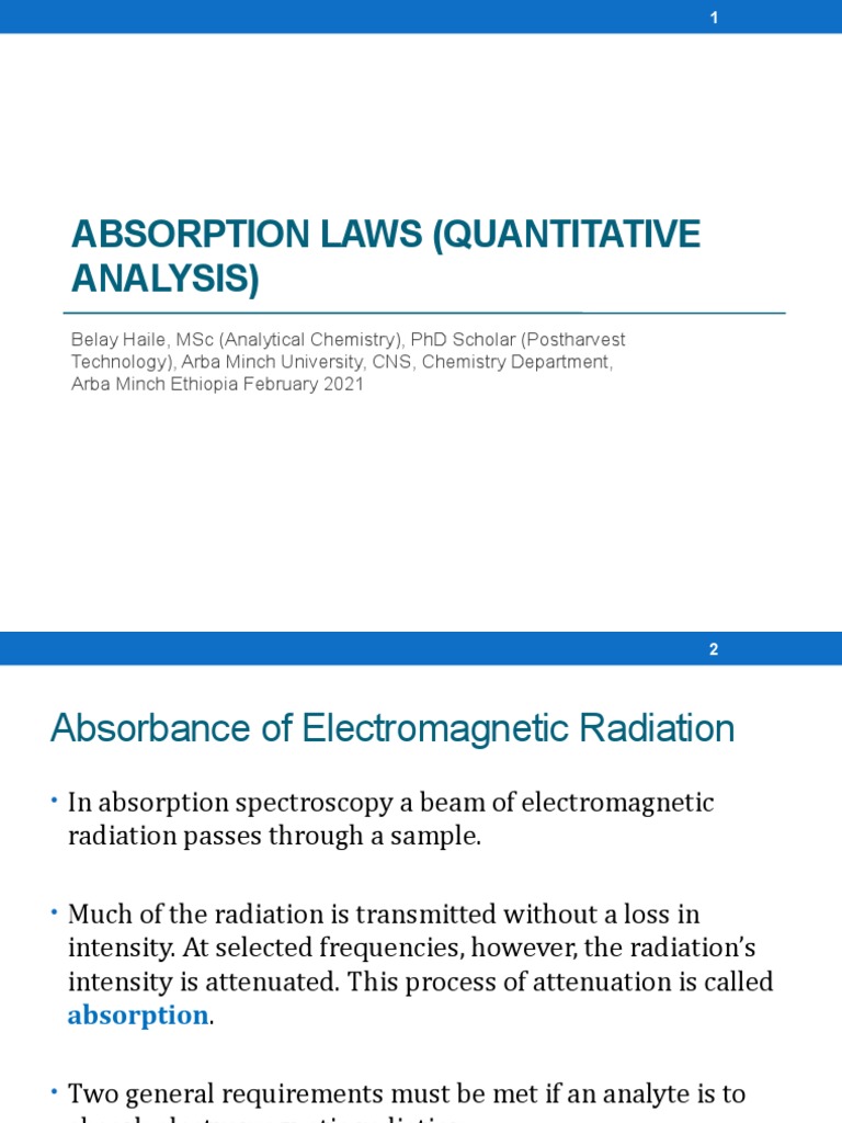 Absorption Laws (Quantitative Analysis) | PDF | Absorbance ...