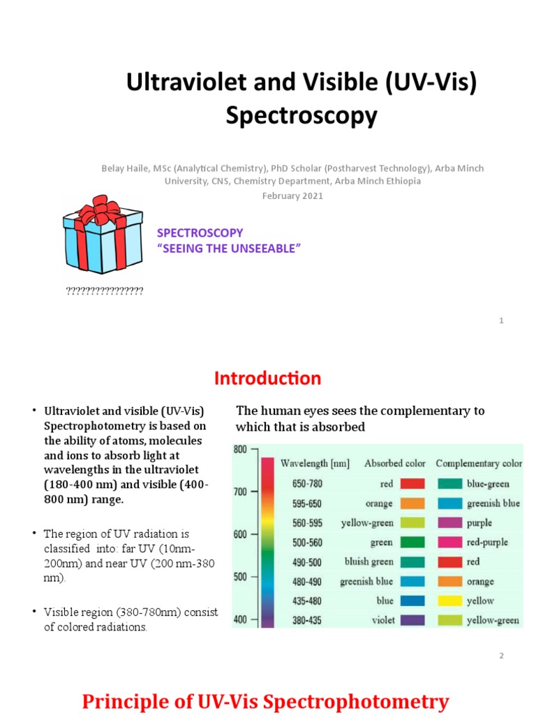 Lecture 5 - Ultraviolet and Visible (UV-Vis) Spectros | PDF ...