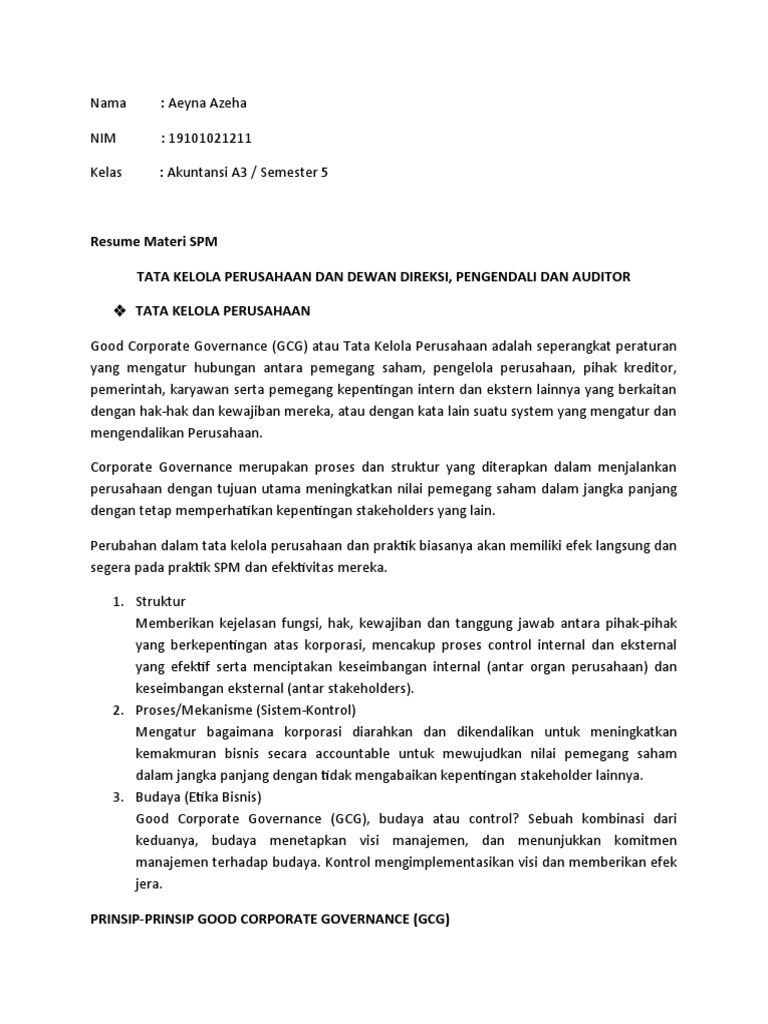 Tata Kelola Perusahaan dan Dewan Direksi | PDF | Pengelolaan Keuangan ...