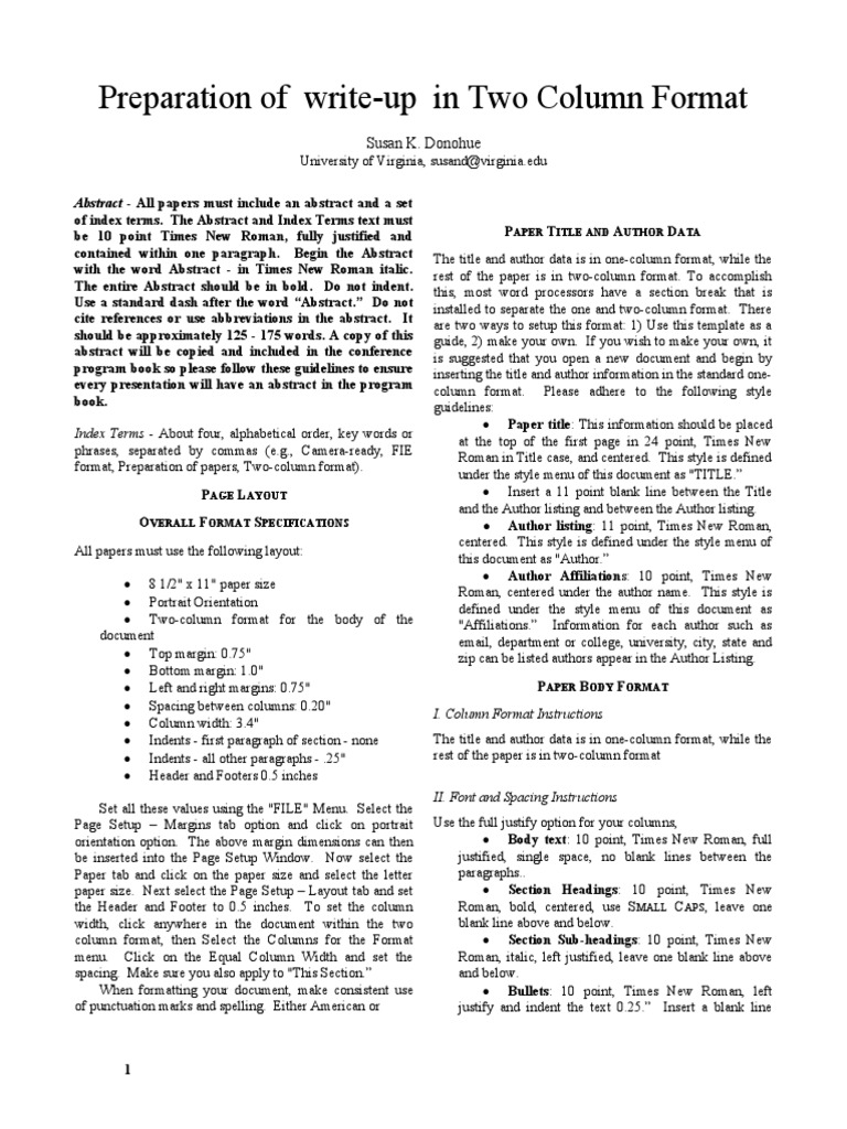 Preparation of Write-Up in Two Column Format: Abstract - All Papers ...