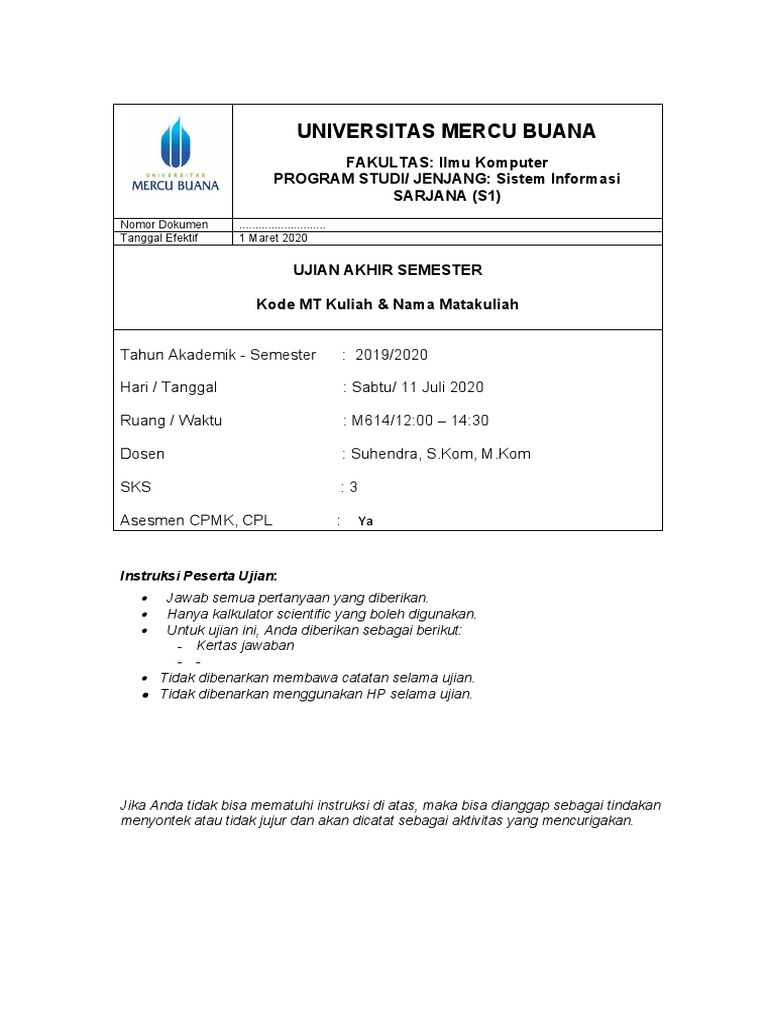 Format Soal UAS | PDF | Karier & Perkembangan