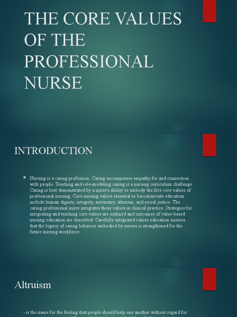 The Core Values of The Professional Nurse | PDF | Autonomy | Altruism