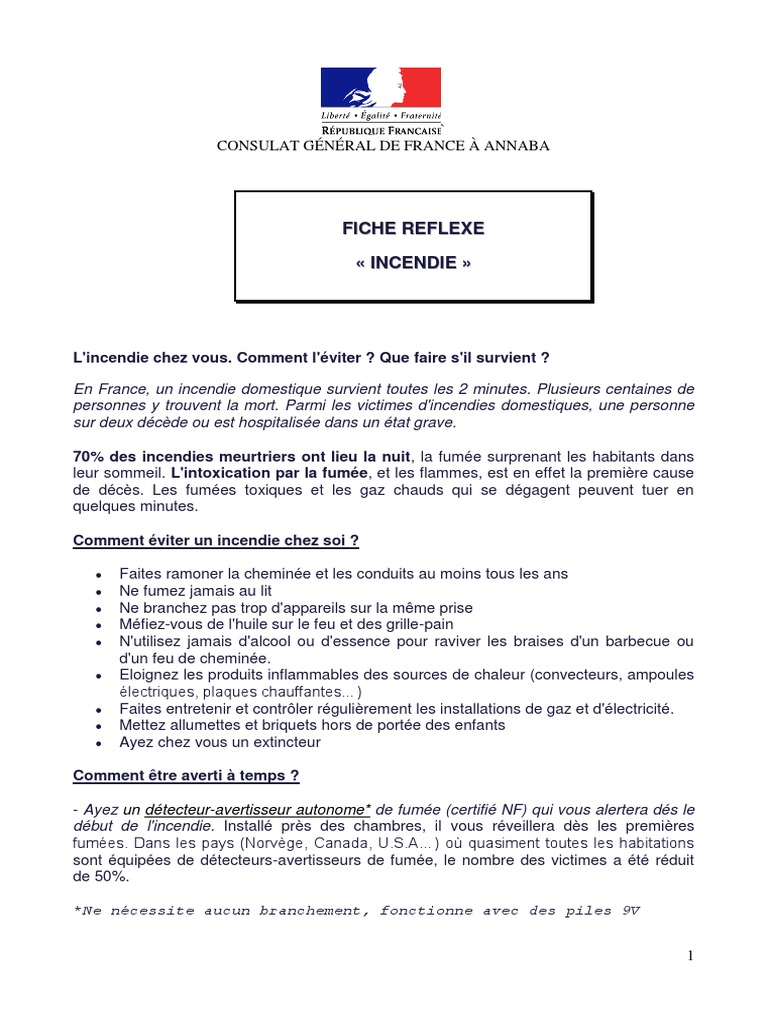 Fiche Reflexe Incendie | Download Free PDF | Feu | Cheminée