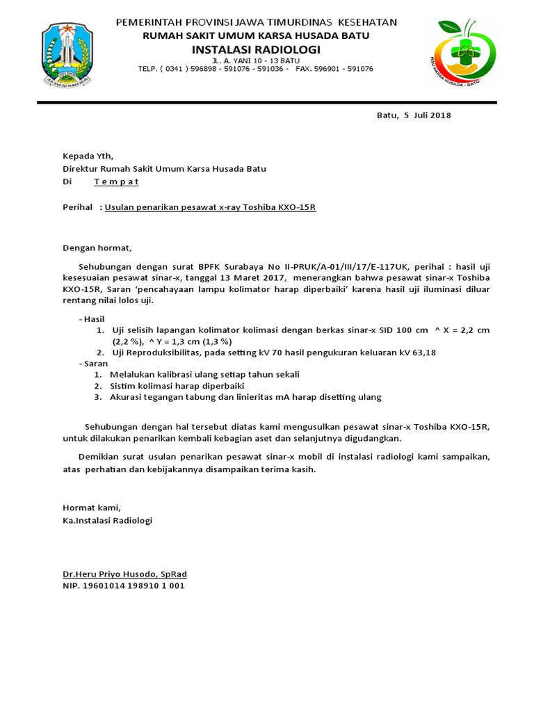 Surat Usulan Recall X Ray | PDF | Griya & Taman | Teknologi & Rekayasa