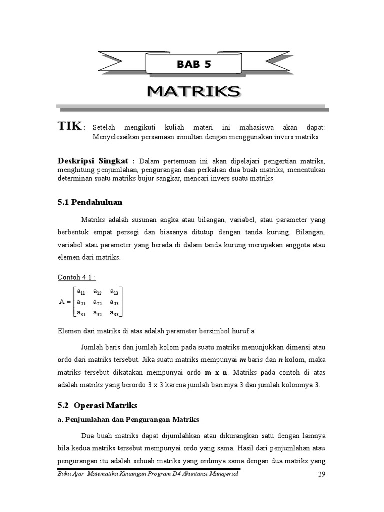 Bab 5 Matriks | PDF