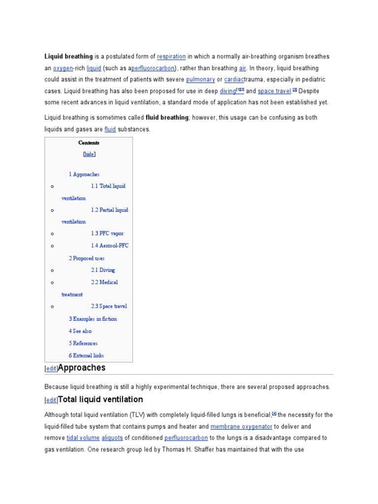 Liquid Breathing: Uses and Techniques | PDF | Medical Specialties ...