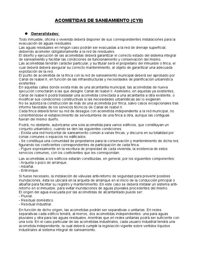 (CYII) Acometidas de Saneamiento | PDF | Ingeniero civil | Agua