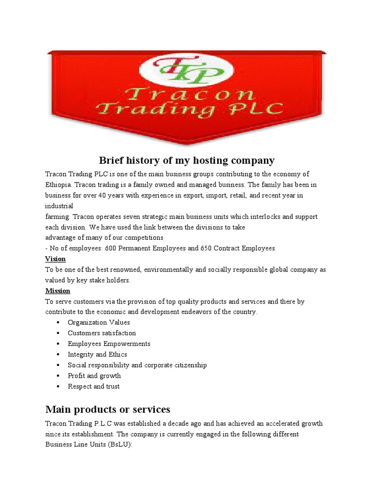 A Profile of Tracon Trading PLC: A Leading Multi-Division Conglomerate ...