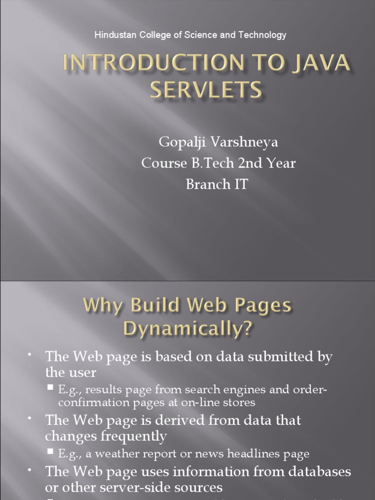 Introduction To Servlets | PDF | Java (Programming Language) | World ...