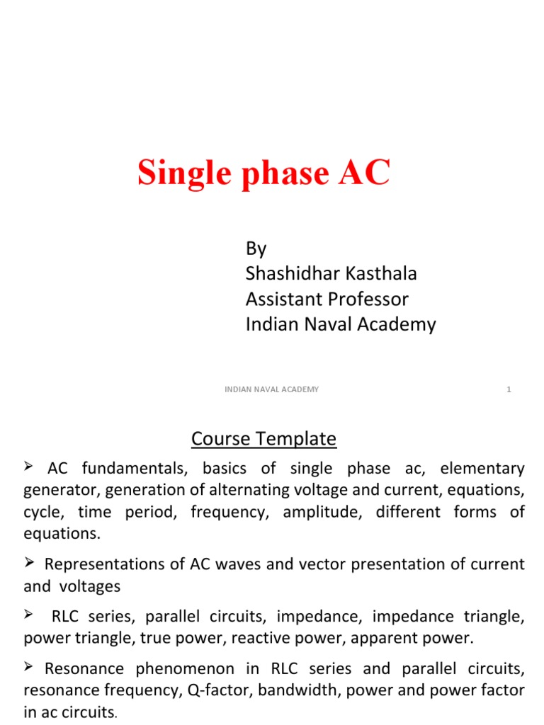 Single Phase AC Fundamentals | PDF | Electrical Impedance | Series And ...