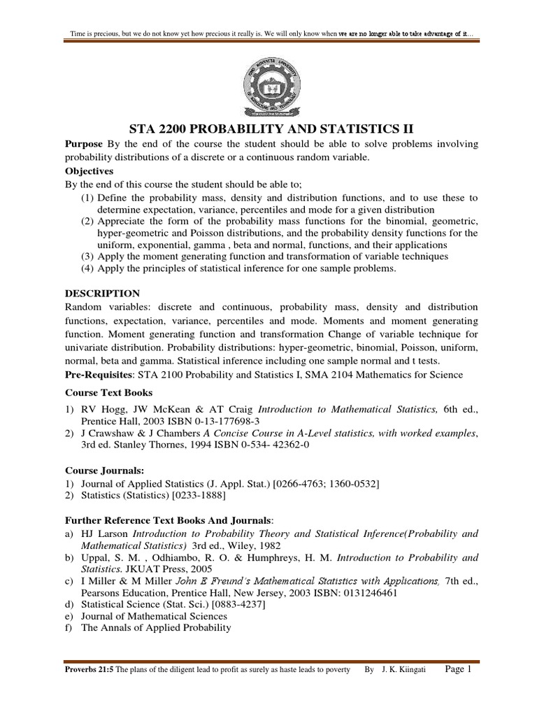 Sta 2200 Notes | PDF | Probability Density Function | Probability ...