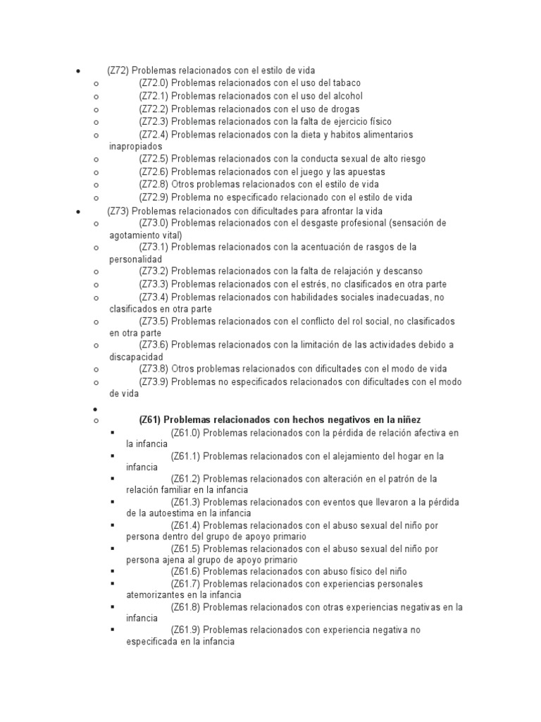 Codigo Cie 10 | PDF | Trastorno de ansiedad | Depresión (estado de ánimo)