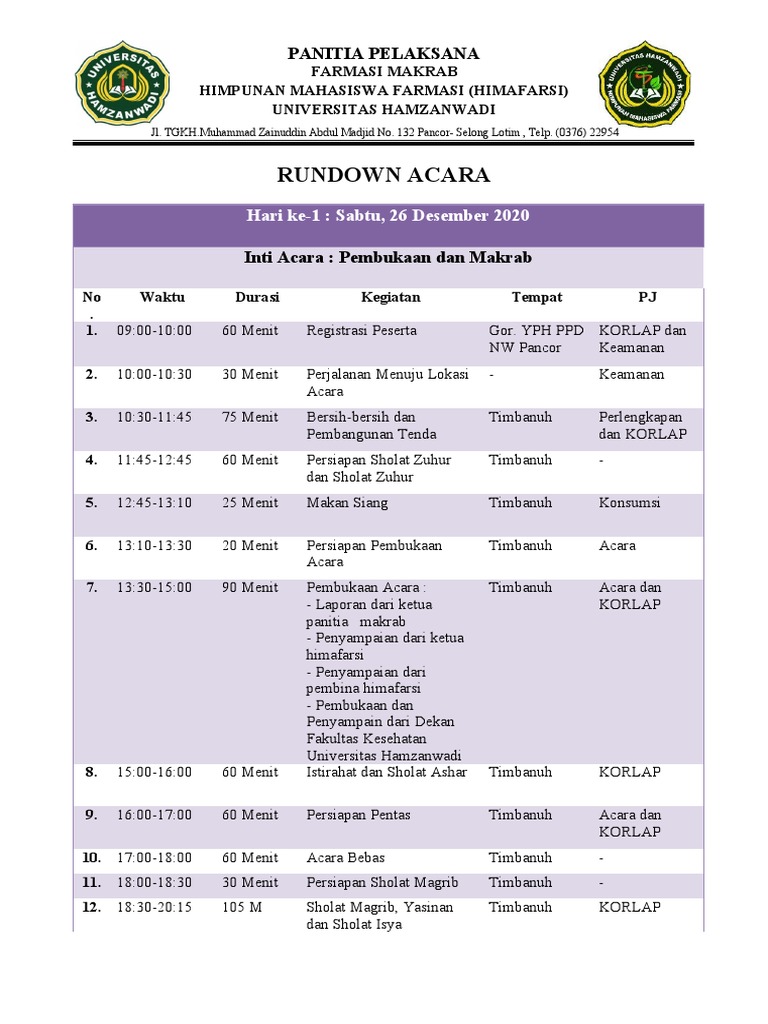 Rundown Acara Makrab 2021 | PDF
