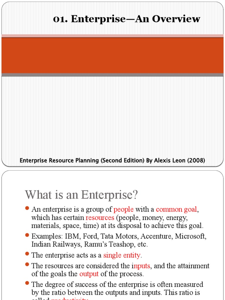 Enterprise-An Overview: Enterprise Resource Planning (Second Edition ...