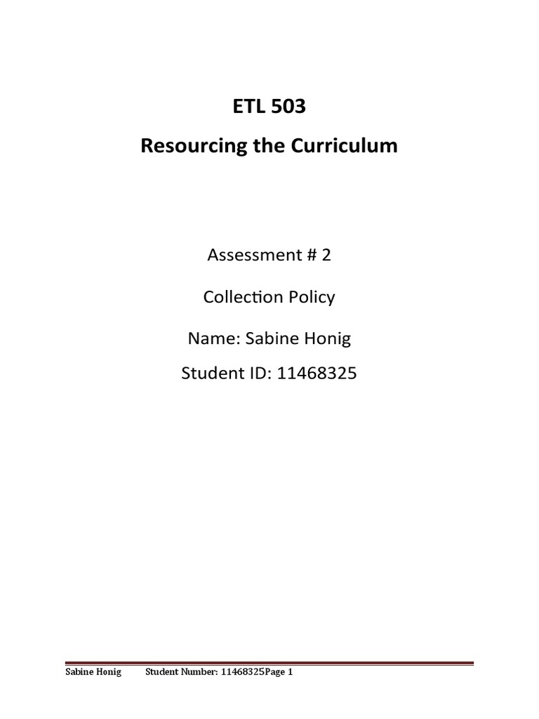 ETL 503 Collection Policy | PDF | Libraries | Books