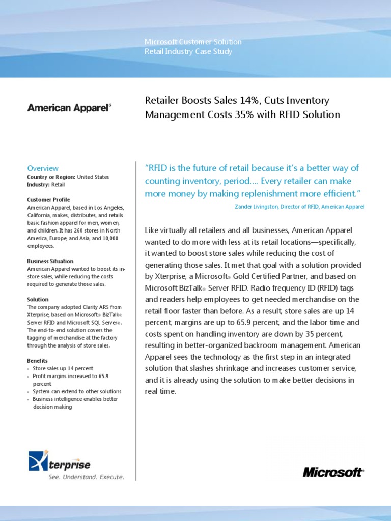 American Apparel Case Study | PDF | Radio Frequency Identification | Retail