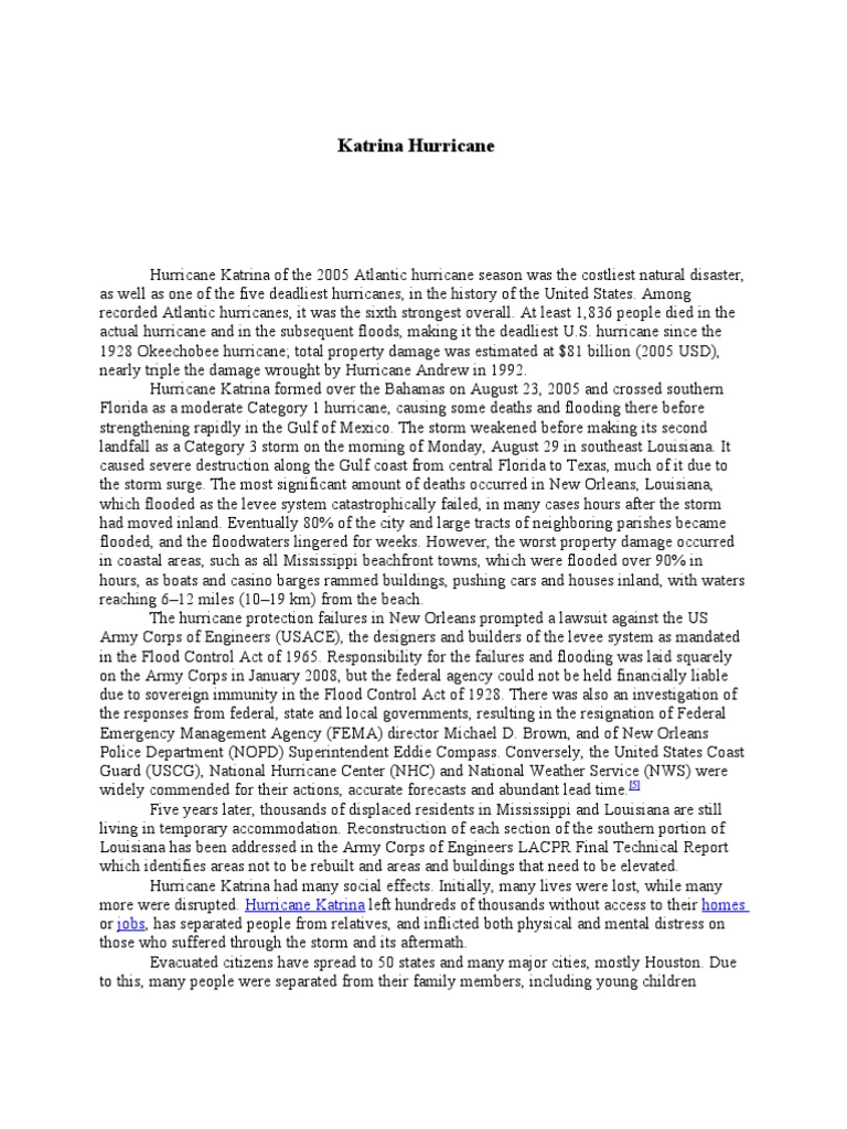 Katrina Hurricane | Download Free PDF | Hurricane Katrina | Disasters