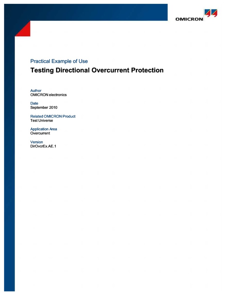 Omicron Overcurrent Examplepdf | PDF | Phase (Waves) | Relay