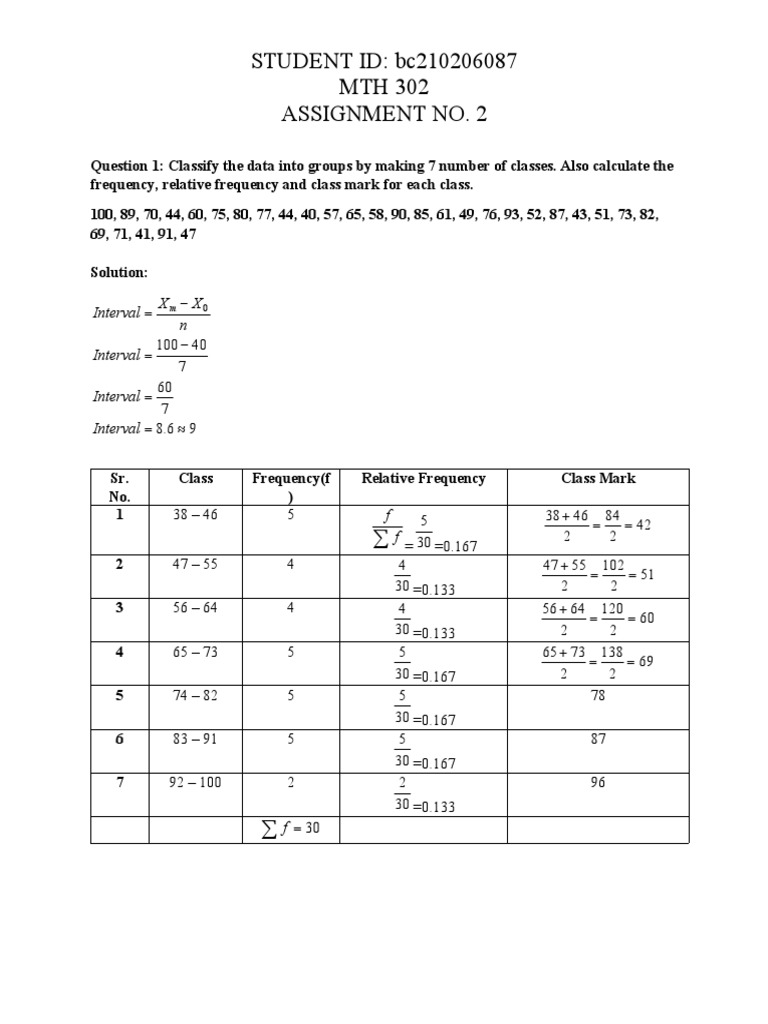 Mth302 Assignment | PDF | Applied Mathematics | Statistical Analysis