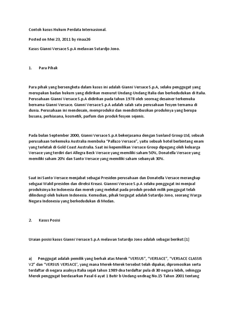 Contoh Kasus Hukum Perdata Internasional | PDF