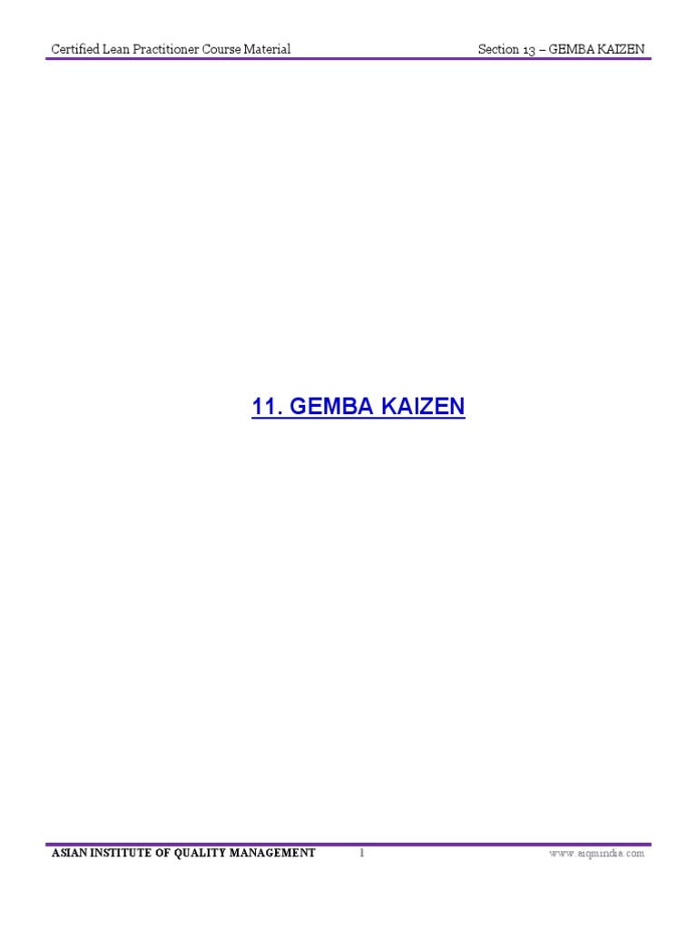 Chapter 11 - Gemba Kaizen | PDF | Quality Management | Business Process