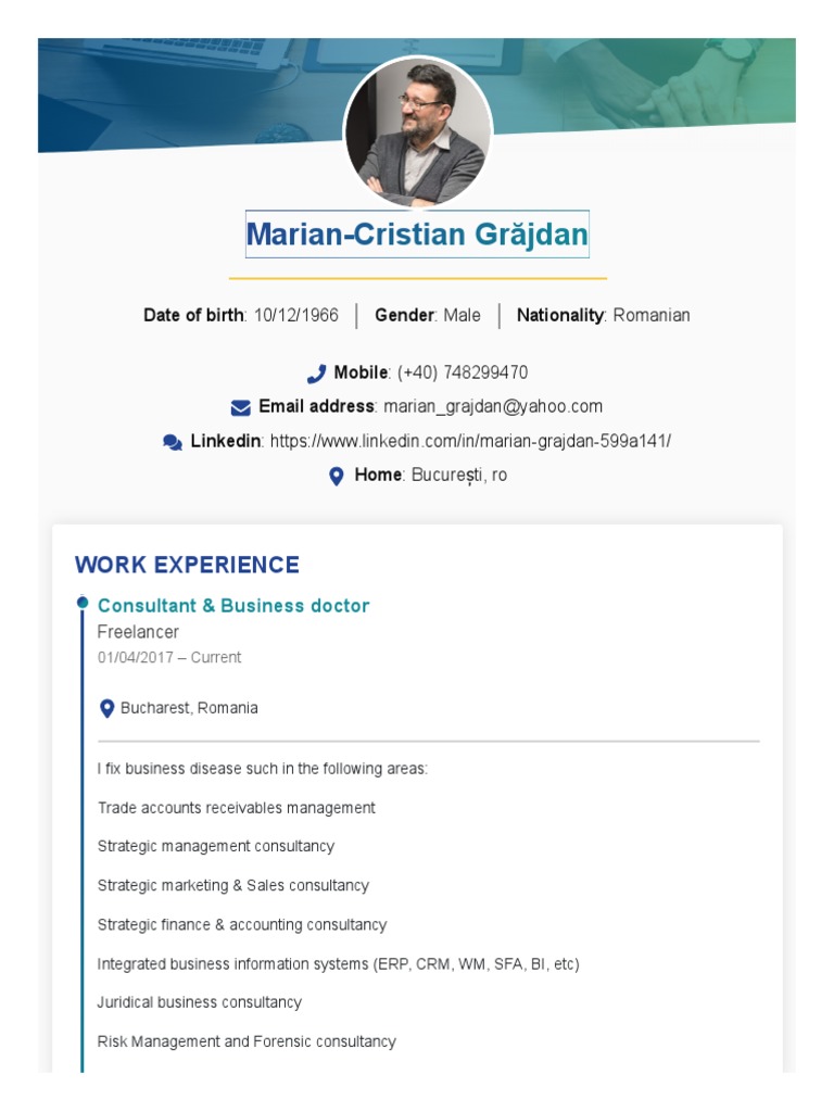 Marian Grajdan CV Engleza | PDF | Sales | Enterprise Resource Planning