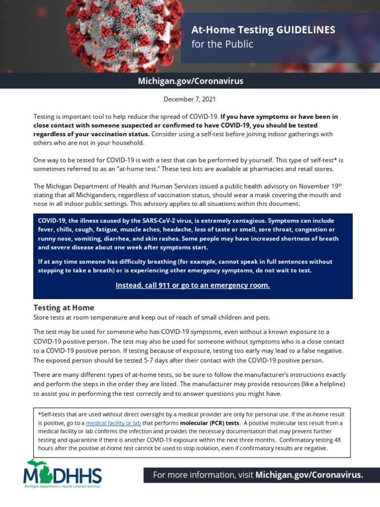 For The Public: At-Home Testing GUIDELINES | PDF | Clinical Medicine ...