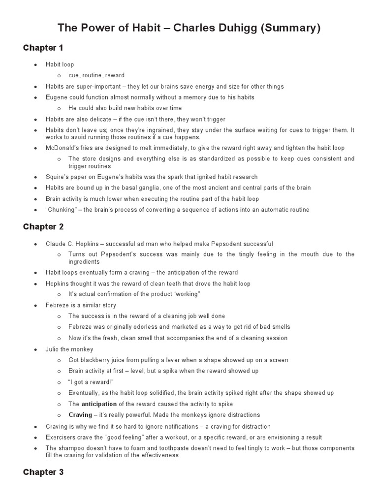 The Power of Habit - Charles Duhigg - Summary and Notes | PDF | Habits ...