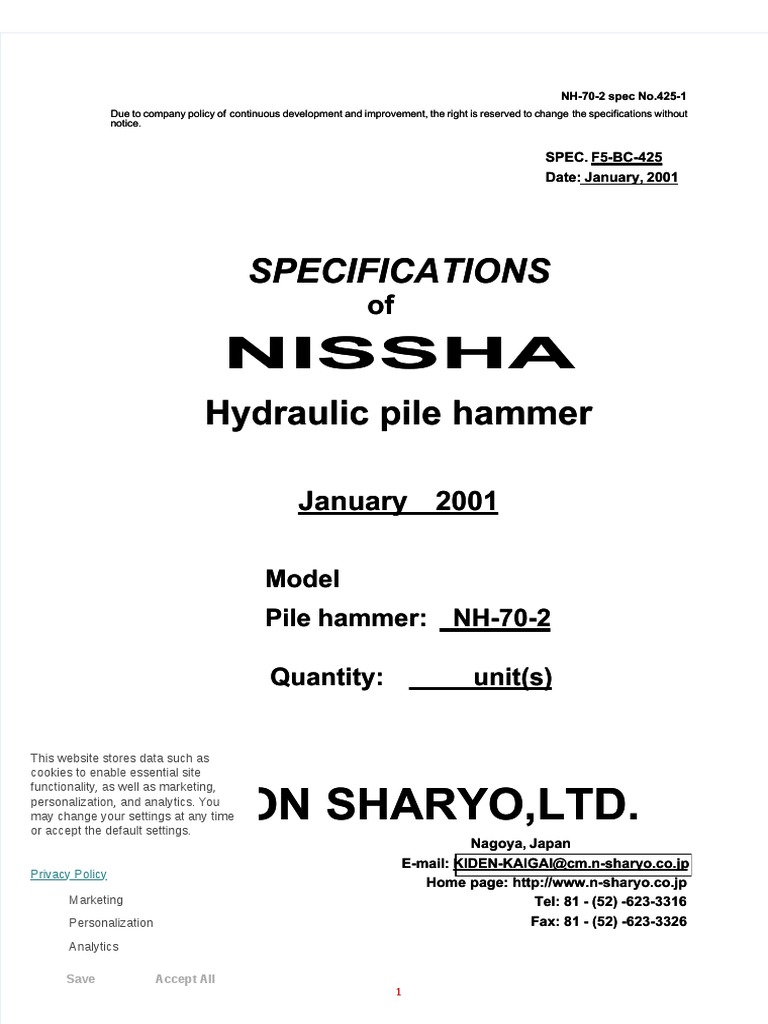 Specification NH 70 | PDF | Pump | Analytics