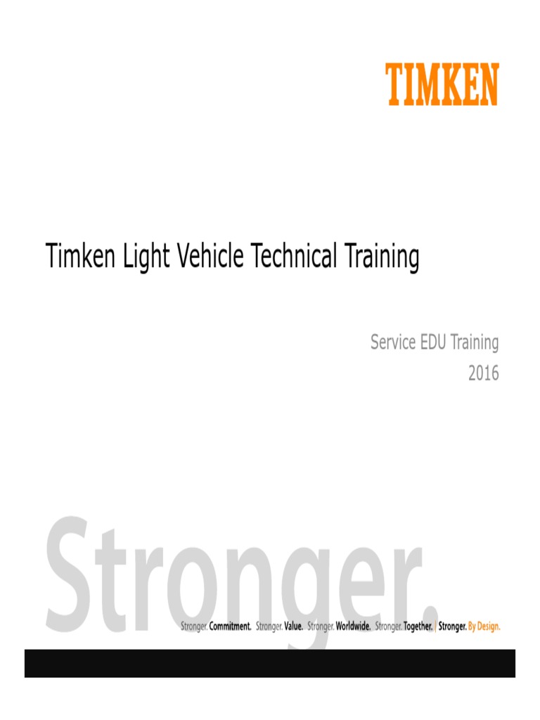 Wheel Bearing Training Timken | PDF | Bearing (Mechanical) | Axle