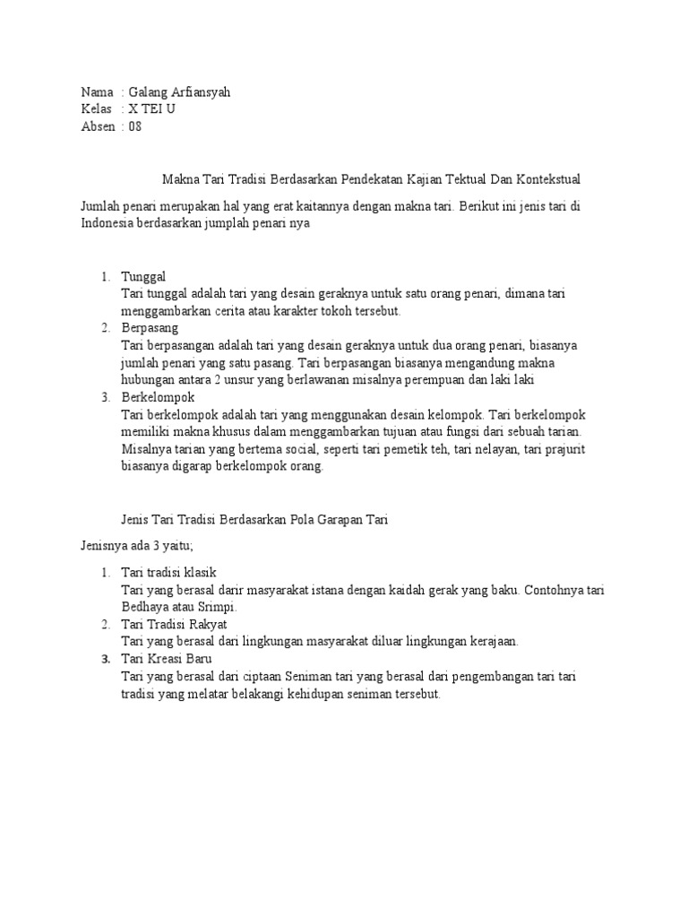 Makna Tari Tradisi Berdasarkan Pendekatan Kajian Tekstual Dan ...