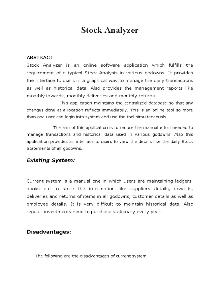 Stock Analyzer: Existing System | PDF | Databases | Application Software
