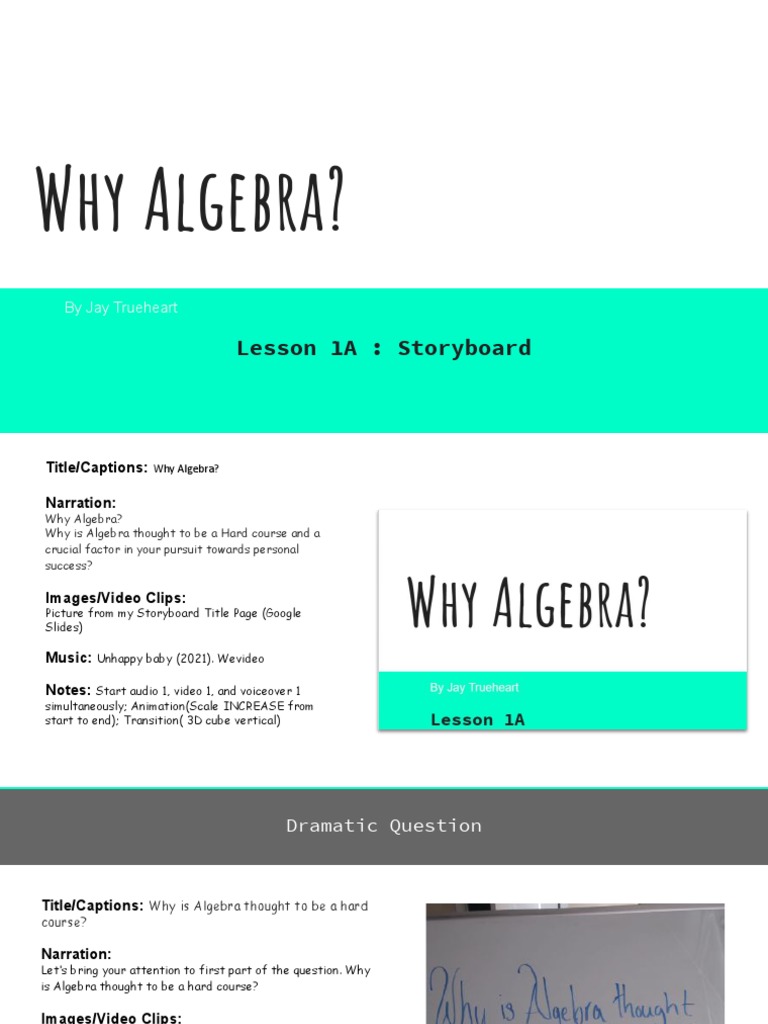 Storyboard Why Algebra | PDF | Equations | Mathematics