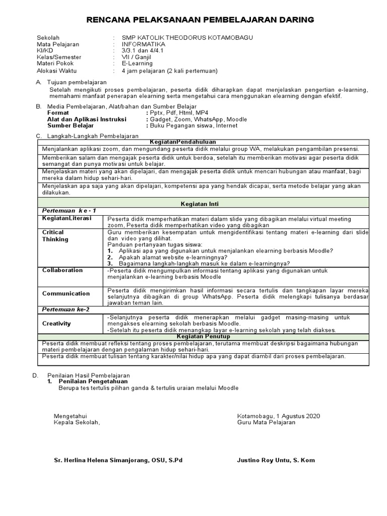 RPP 1. Elearning JRU | PDF | Karier & Perkembangan