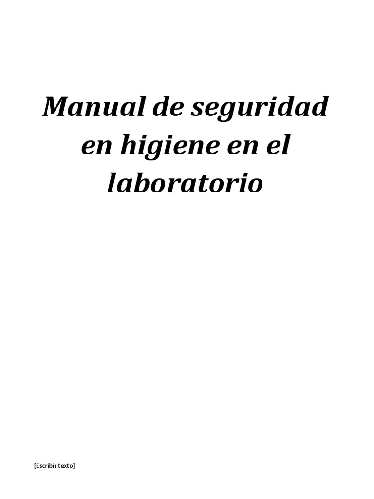 Manual de Seguridad e Higiene en El Laboratorio | PDF | Agua | Laboratorios