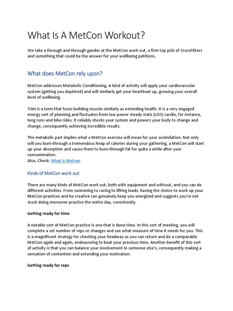 What Is A MetCon Workout | PDF | Weight Training | Determinants Of Health