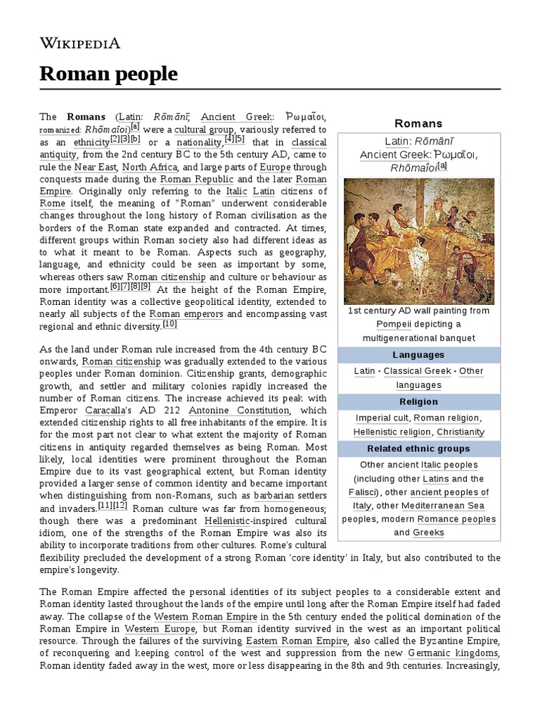 Understanding Roman Identity and Ethnicity | PDF | Roman People | Roman ...