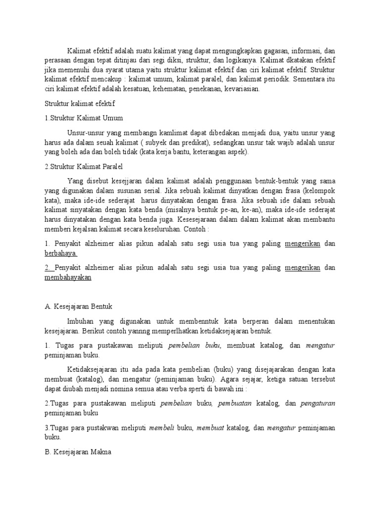 Kalimat Efektif | PDF | Seni & Disiplin Bahasa | Kajian Bahasa Asing