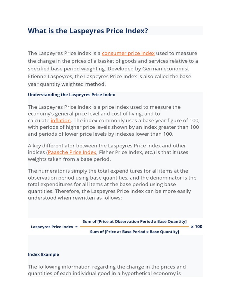 What Is The Laspeyres Price Index? | PDF | Price Indices | Index (Economics)