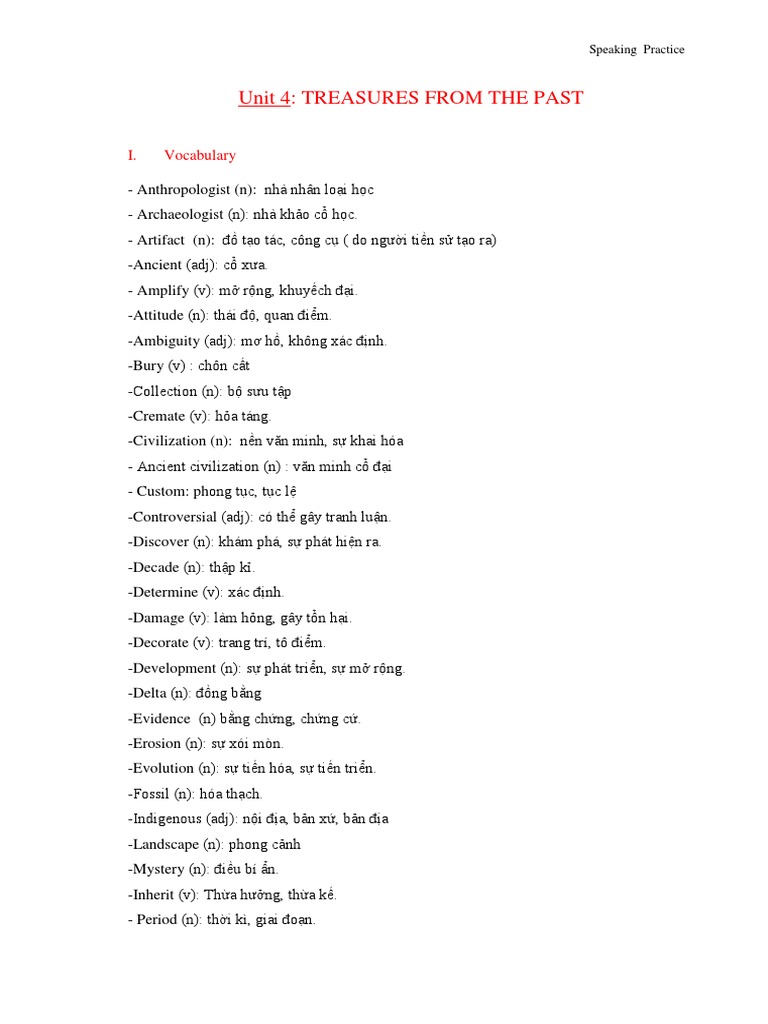 Unit 4 - Treasures From The Past | PDF