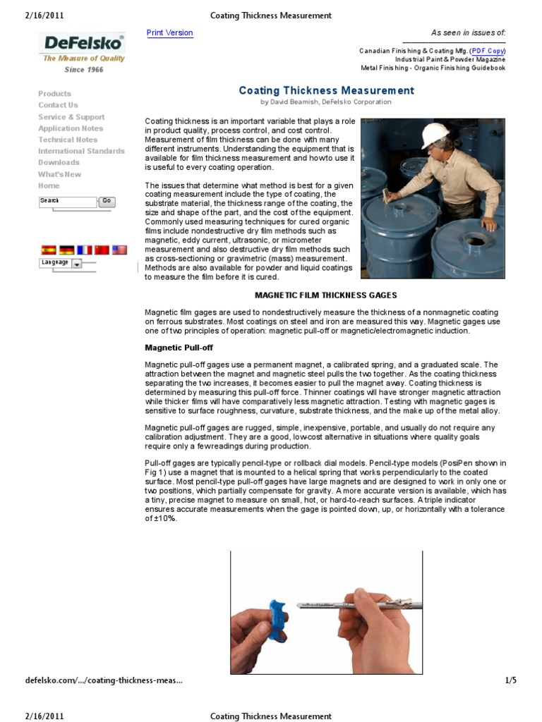 Coating Thickness Measurement | PDF | Calibration | Coating