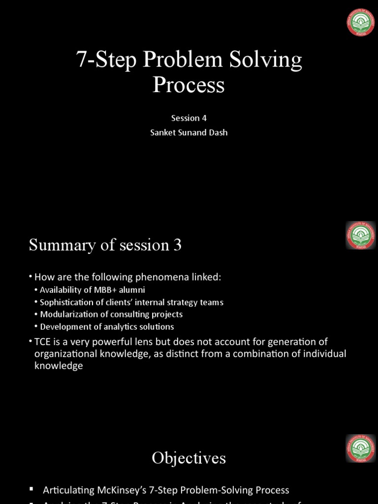 7-Step Problem Solving Process: Session 4 Sanket Sunand Dash | PDF ...