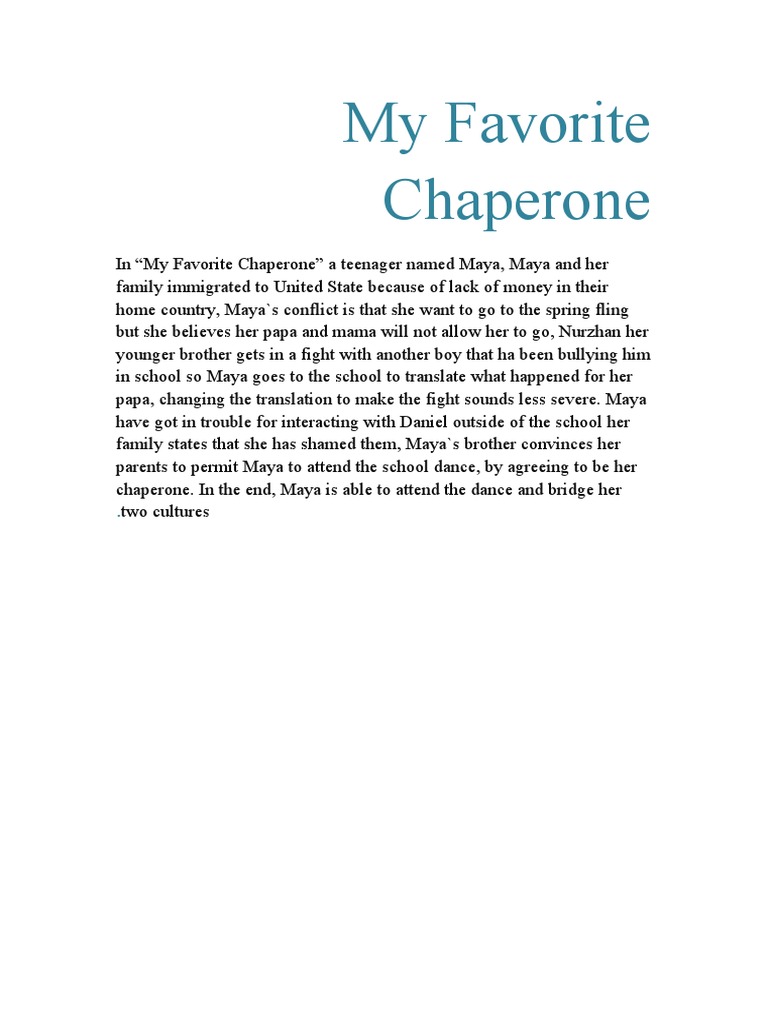 My Favorite Chaperone Summary | PDF