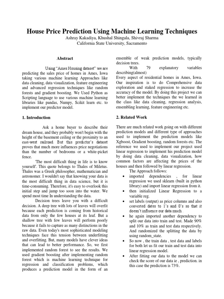 House Price Prediction Using Machine Learning Techniques | Download ...