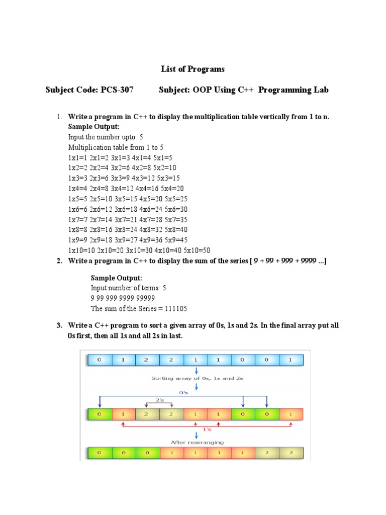 A Collection Of Programming Exercises For Object Oriented Programming 7821