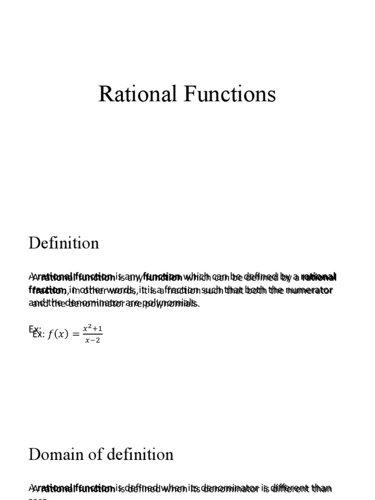 Rational Functions: Definition, Domain, and Variation Analysis | PDF