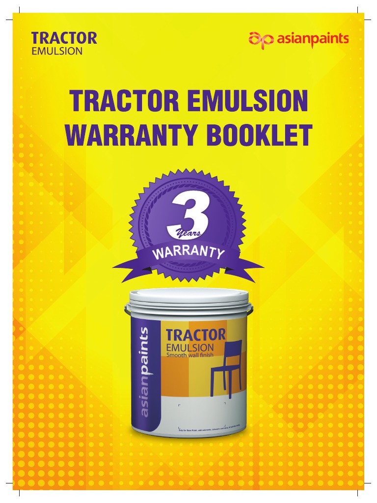 Tractor Emulsion Warranty Booklet | PDF