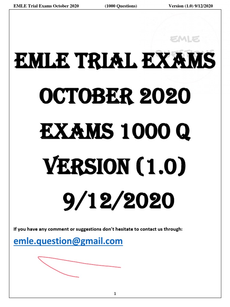EMLE Trial Exams October 2020 Summary | PDF | Headache | Medical ...