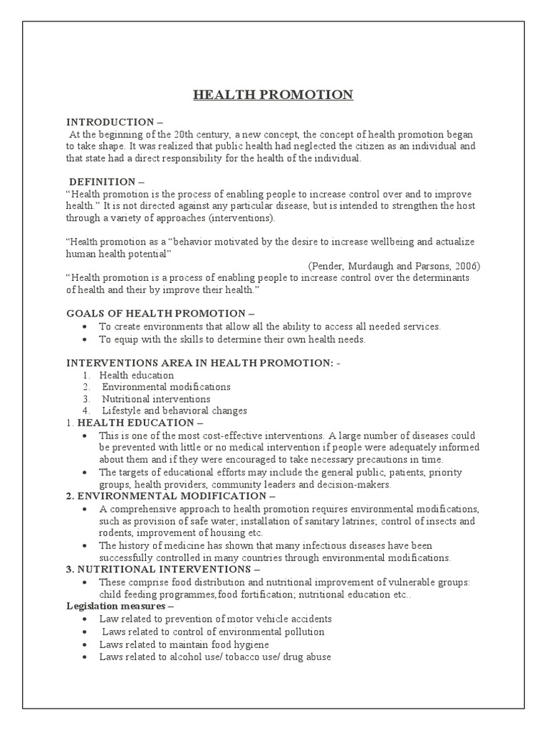 Health Promotion, Primary Health Care and Model of Prevention | PDF ...