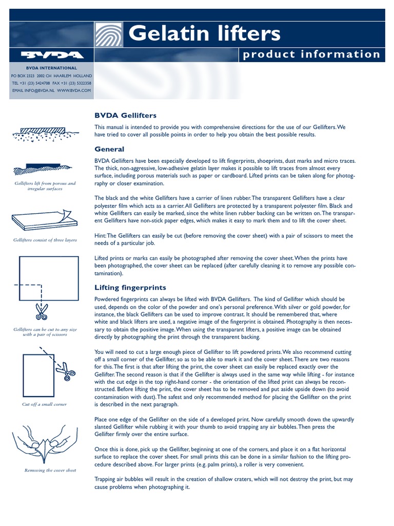 Gelatin Lifters: Product Information | Download Free PDF | Exposure ...